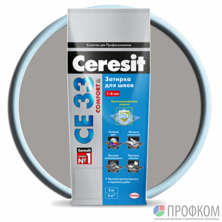 Затирка для швов «Церезит» СЕ 33/2 кг (серая) - Затирки для швов ...