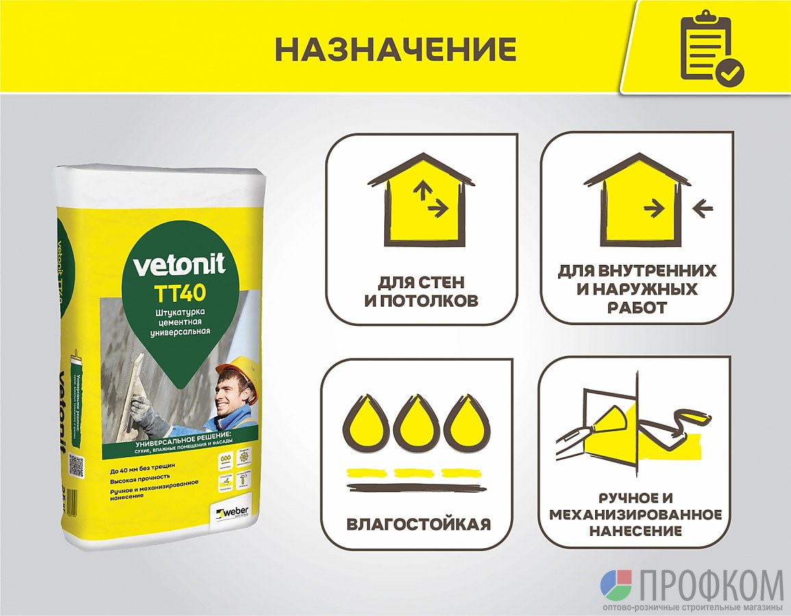 Штукатурка цементная универсальная vetonit TT40 25 кг - Штукатурки ...